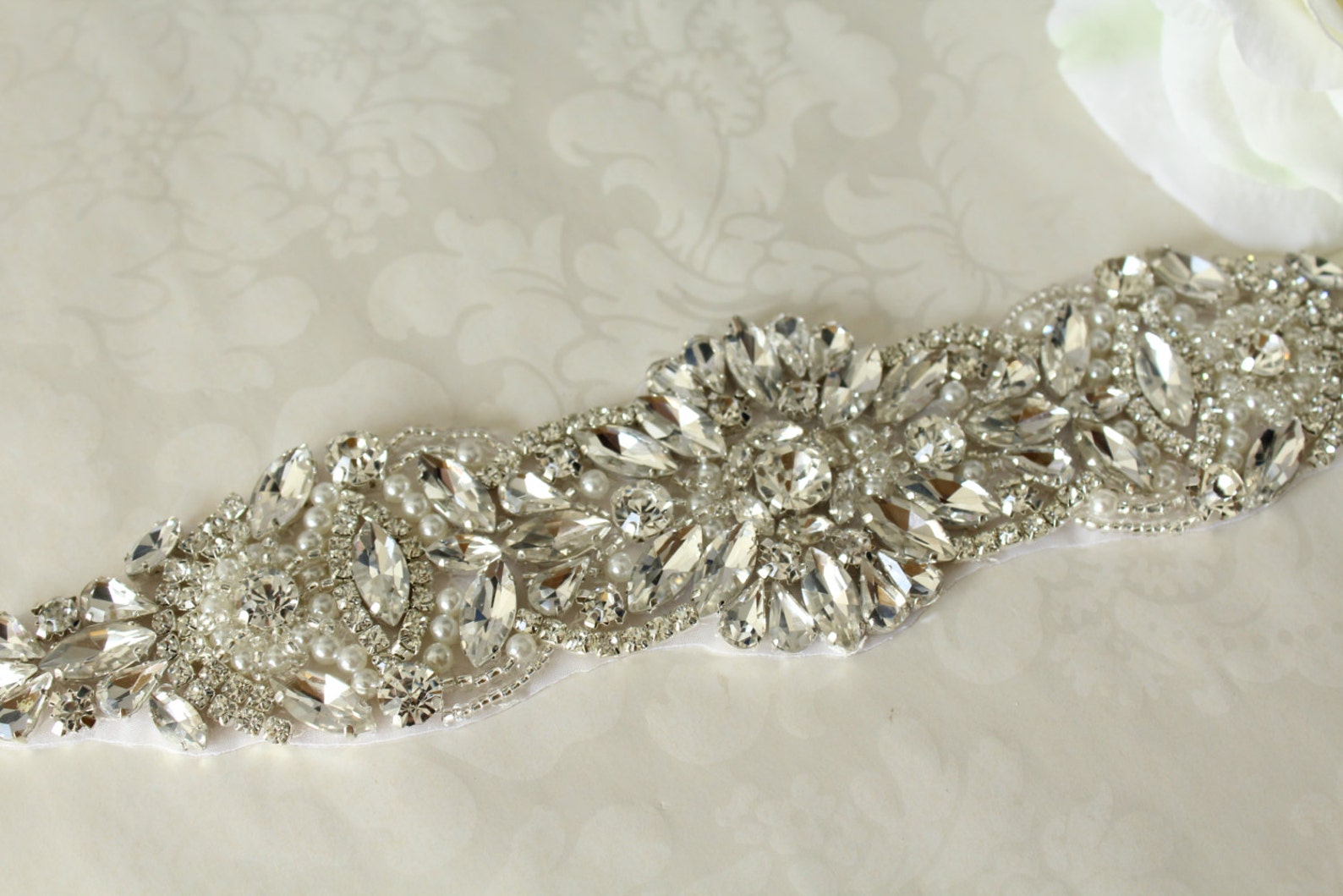 Rhinestone Applique / Bridal Applique / Pearl and Rhinestone - Etsy