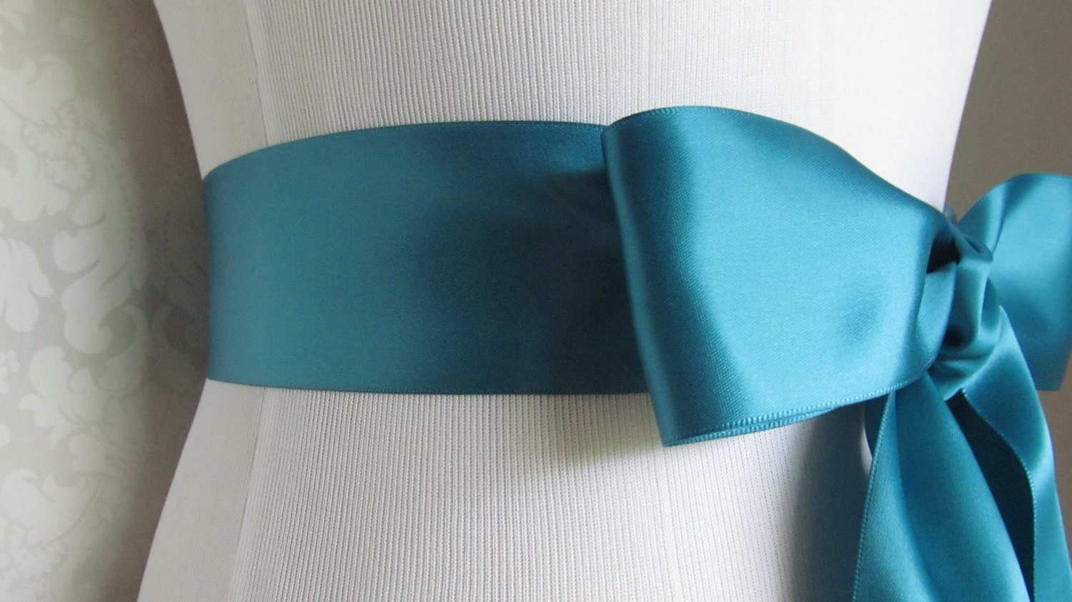 Deep Turquoise Satin Ribbon Sash / Double face satin Sash / | Etsy
