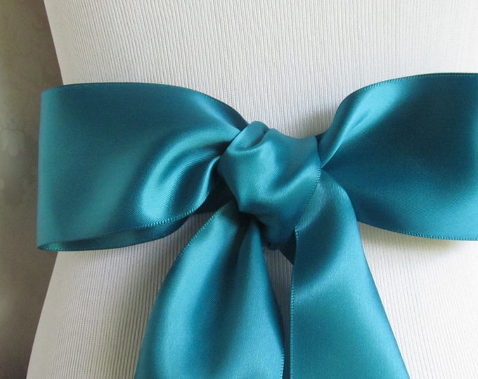 Deep Turquoise Satin Ribbon Sash / Double Face Satin Sash / DIY Sash ...