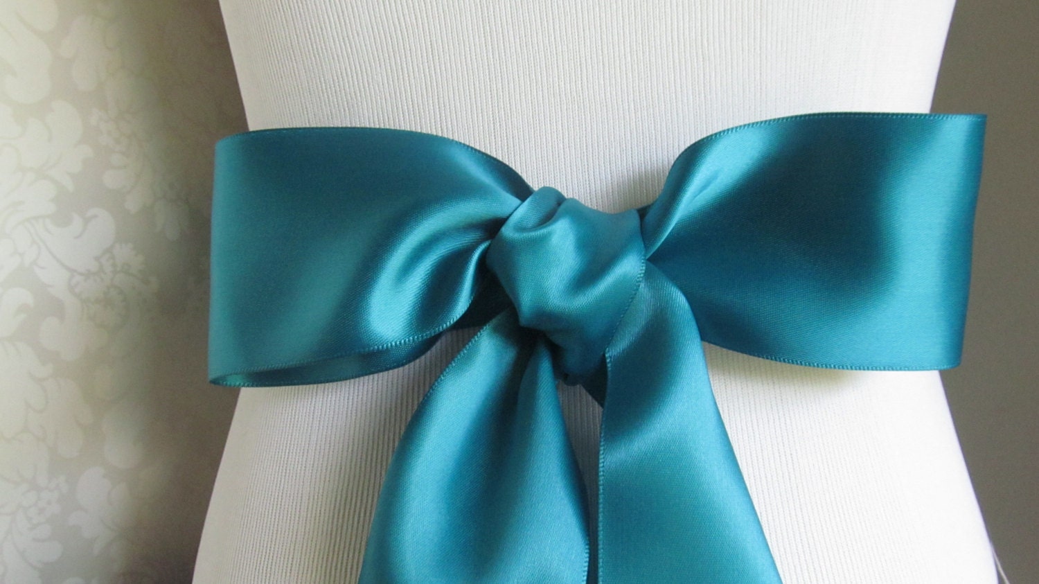 Deep Turquoise Satin Ribbon Sash / Double face satin Sash / | Etsy