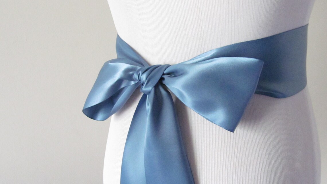 Vintage Blue Bridal Sash / Double Face Sash Ribbon / Ribbon Sash / 12ft ...