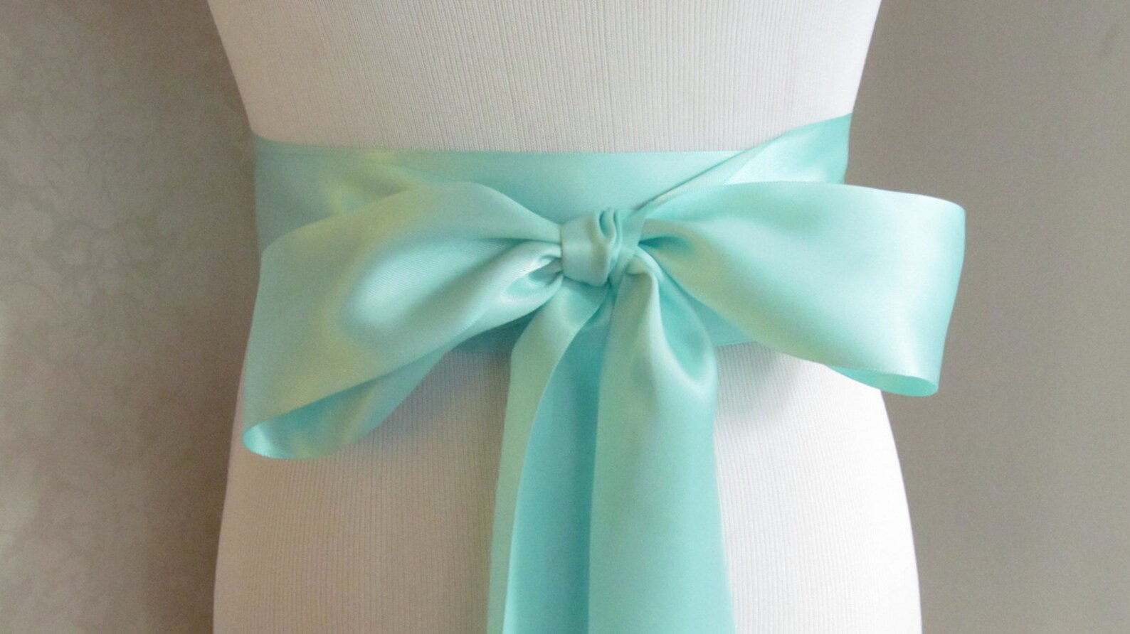 Aqua Bridal Sash / Double Face Sash Ribbon / Ribbon Sash / - Etsy