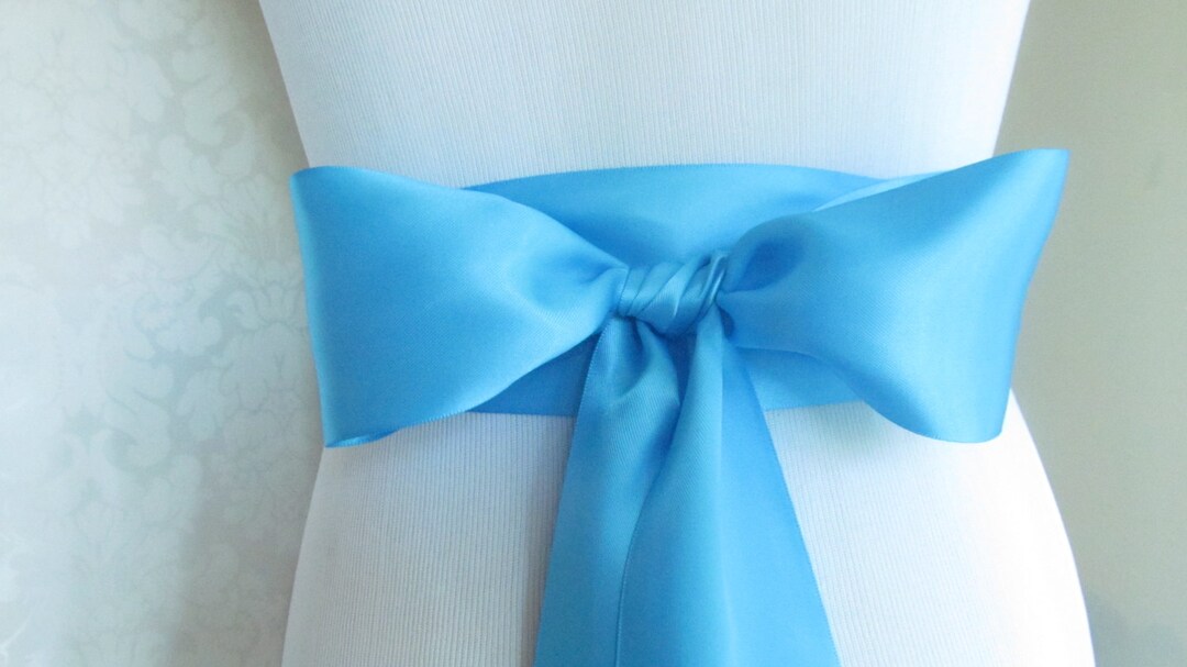Island Blue Bridal Sash / Double Face Sash Ribbon / Simple Ribbon Sash ...