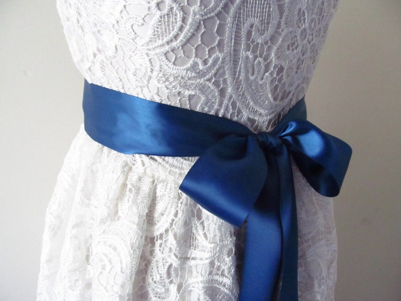 Light Navy Bridal Sash / Double Face Sash Ribbon / Satin Ribbon Sash ...