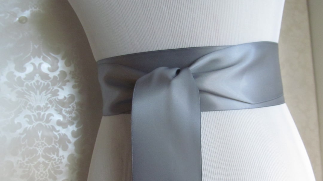Gray Satin Ribbon Sash / Double Face Satin Sash / DIY Sash / 12 Ft Sash ...