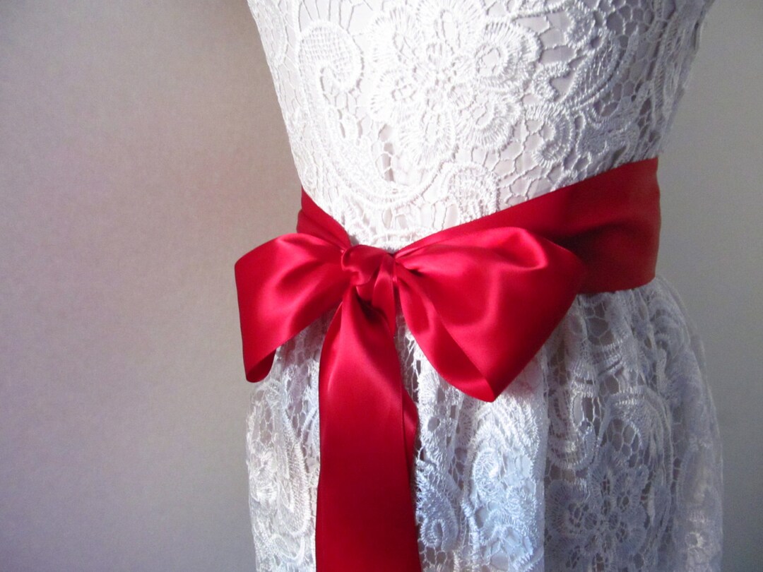 Crimson Bridal Sash / Double Face Sash Ribbon / Red Ribbon Sash / DIY ...