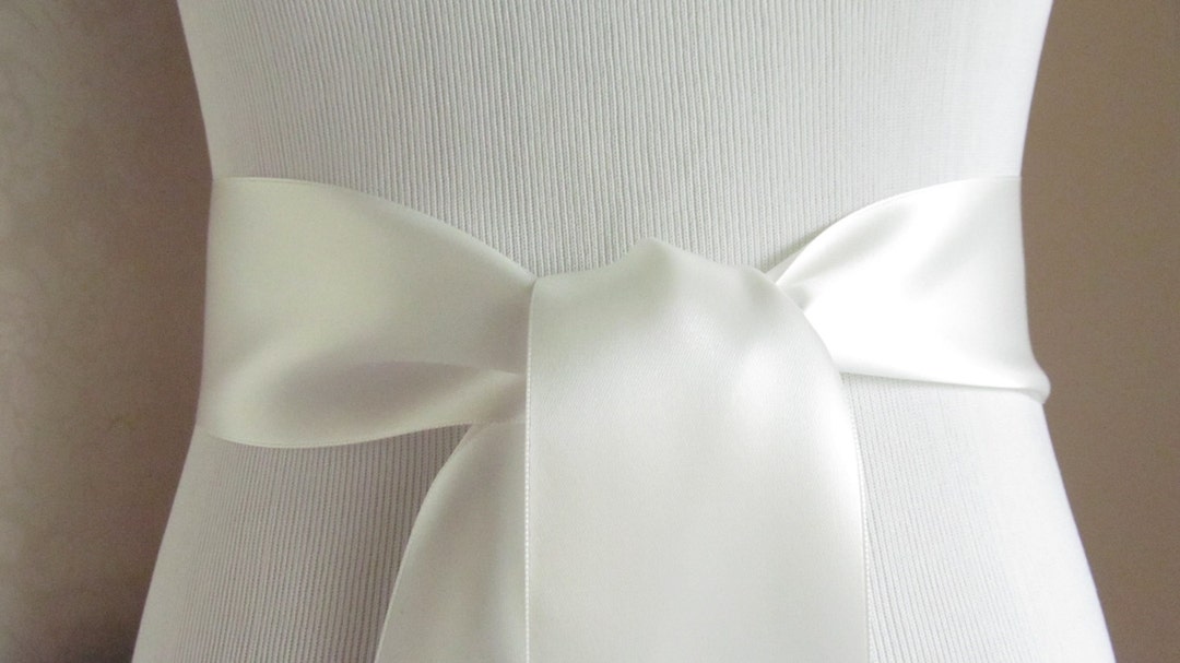 Off-white Satin Ribbon Sash / Double Face Satin Sash / DIY Sash / - Etsy