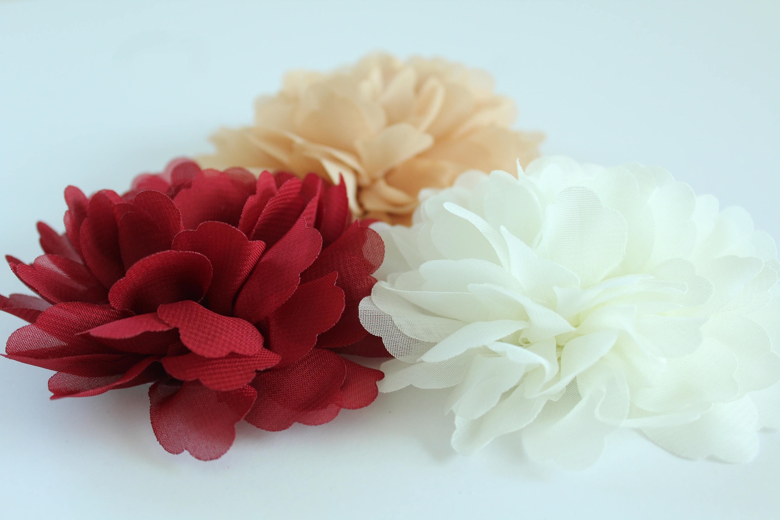 Ivory Chiffon Fabric Flower FLW-14 NO CLIPS | Etsy