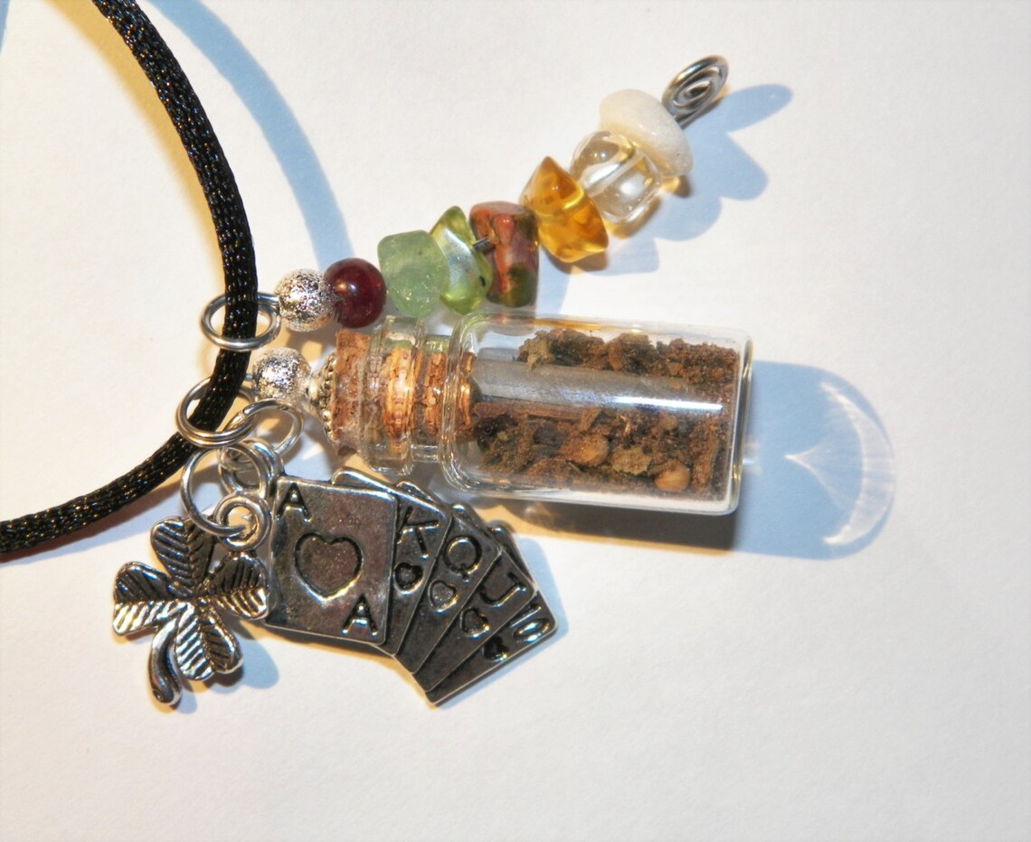Good Luck Gambling Charm Bottle Necklace Pagan Wicca Reiki | Etsy