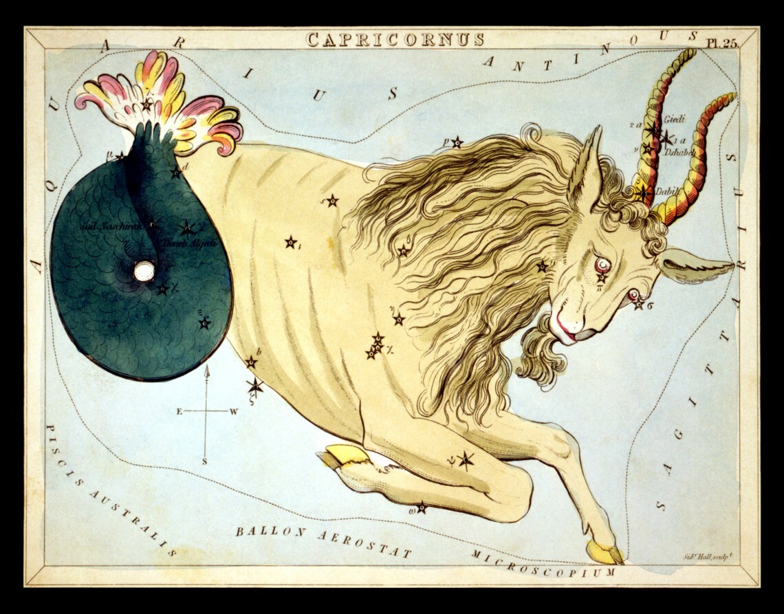 Capricornus Capricorn December January Constellation ZODIAC Star Chart ...