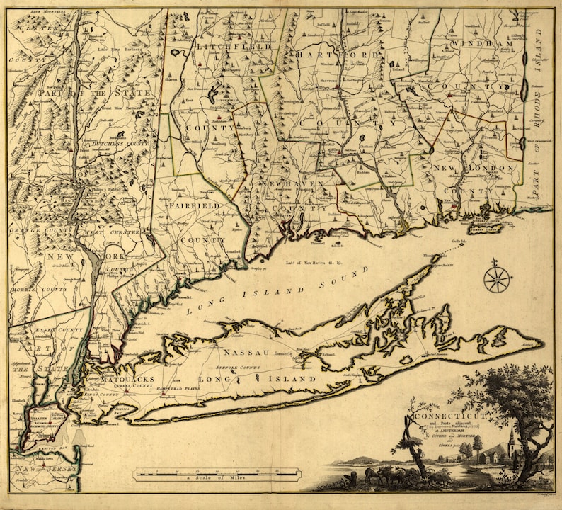 1777 MAP of Connecticut DIGITAL DOWNLOAD Revolutionary War Period Map ...