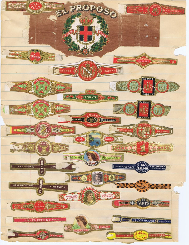 CIGAR BANDS Vintage Image Collection Hundreds of Rare Antique Cigar ...