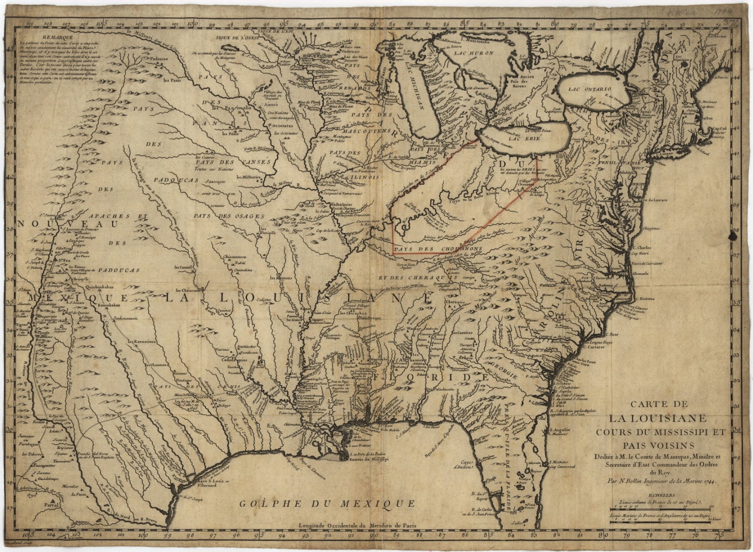 1744 Map La Louisiane French Louisiana Territory DIGITAL - Etsy