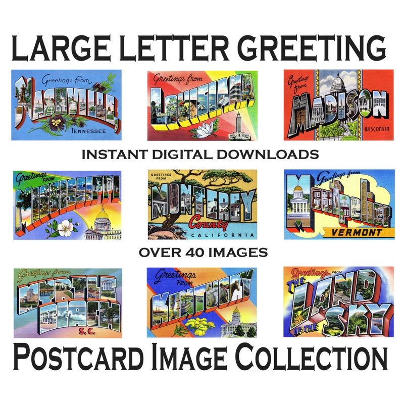 Big Letter Postcards - Etsy