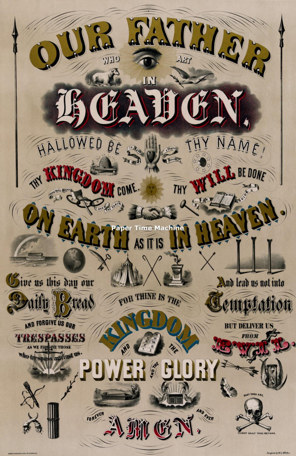 Lord's Prayer Our Father Digitally Remastered Antique Christian Artwork ...