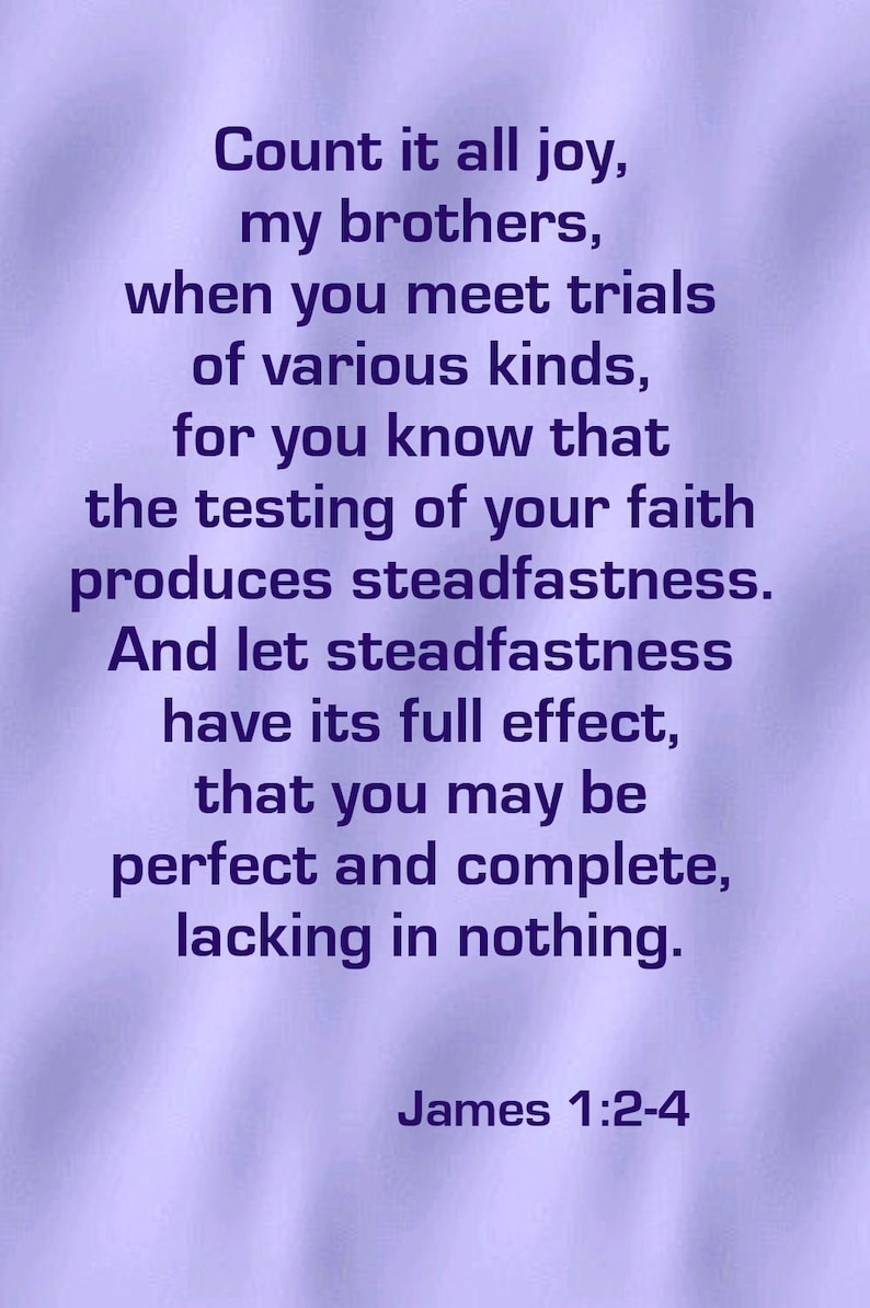 James 1:2-4 Bible Verse Digital Download Printable Wall Art Print or ...