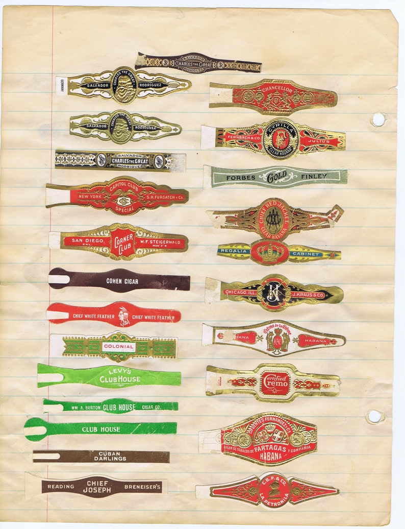 CIGAR BANDS Vintage Image Collection Hundreds of Rare Antique Cigar ...