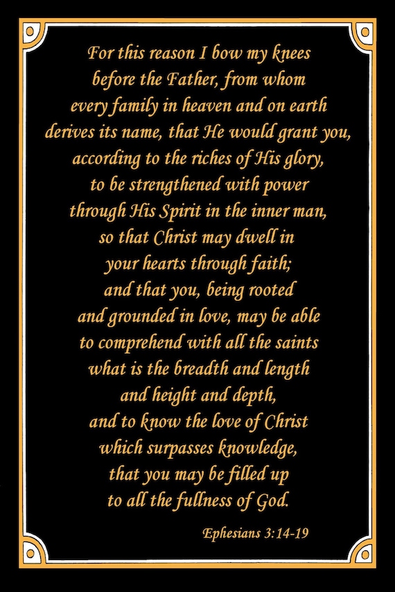 Ephesians 3:14-19 Bible Verse Digital Download Printable Wall | Etsy