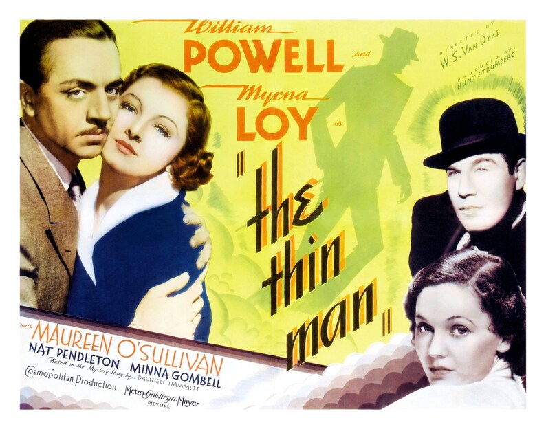The THIN MAN William Powell Myrna Loy Movie Theater Vintage Digitally ...
