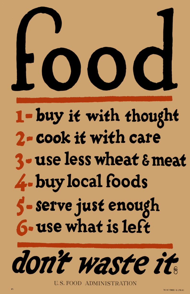 Vintage FOOD Poster Print - Digitally Remastered World War I Era Food ...