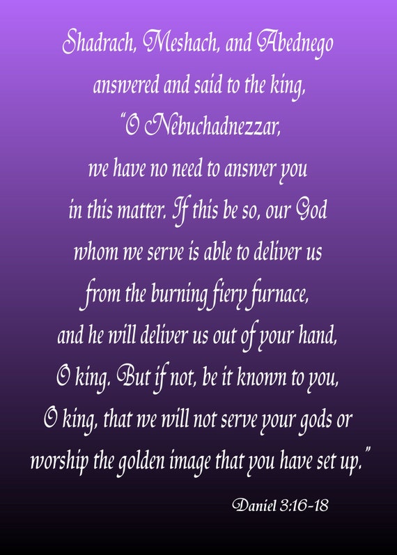 Daniel 3:16-18 Bible Verse Digital Download Printable Wall Art | Etsy