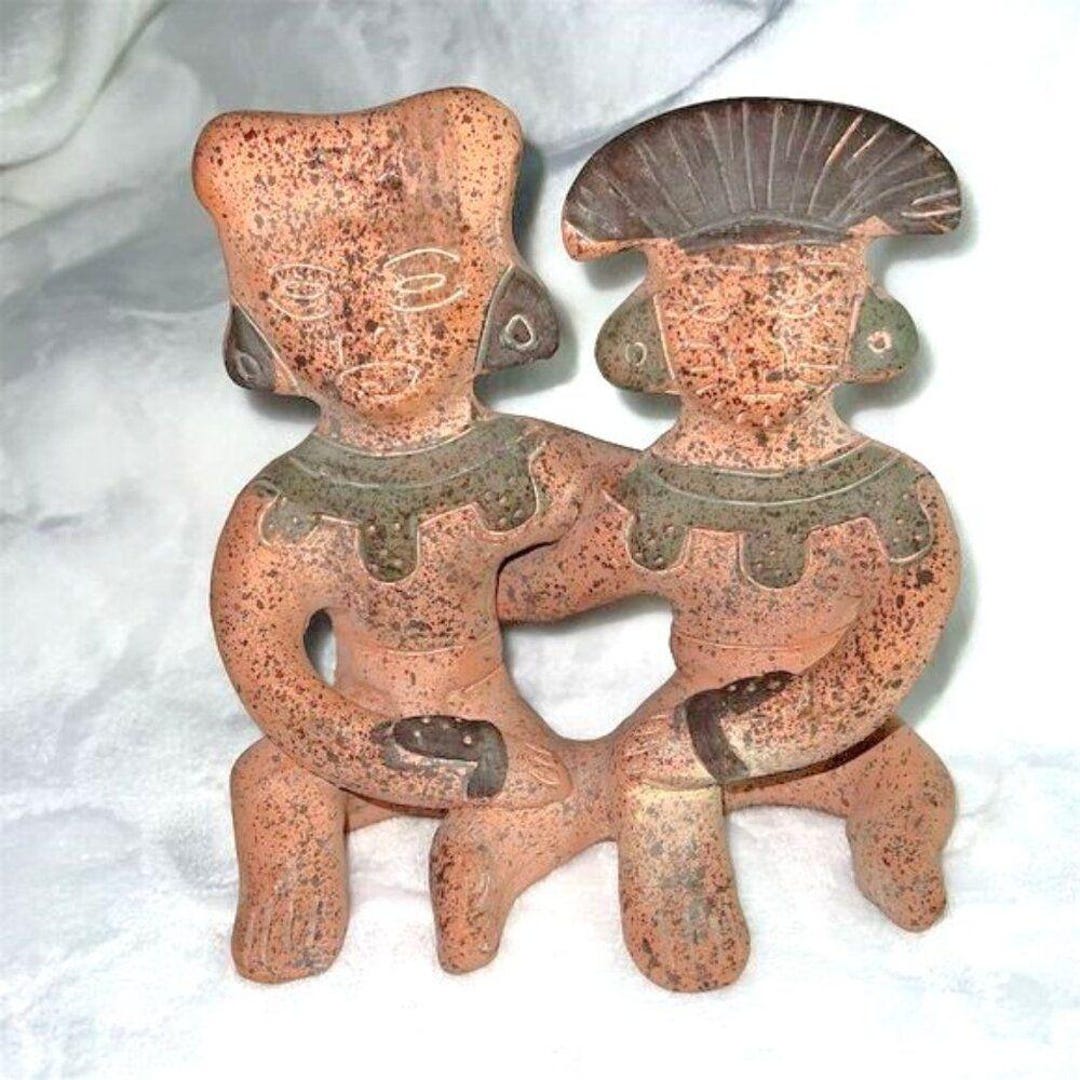 Vintage Terracotta Aztec Mayan Sitting Couple Statue Figures - Etsy