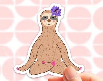 Meditating Sloth Sticker, Nice Day to Meditate, Sloth Yoga, Sloth ...