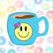 Coffee Cup Sticker | Happy Smile Face Sticker | Hippie Smiley Face ...