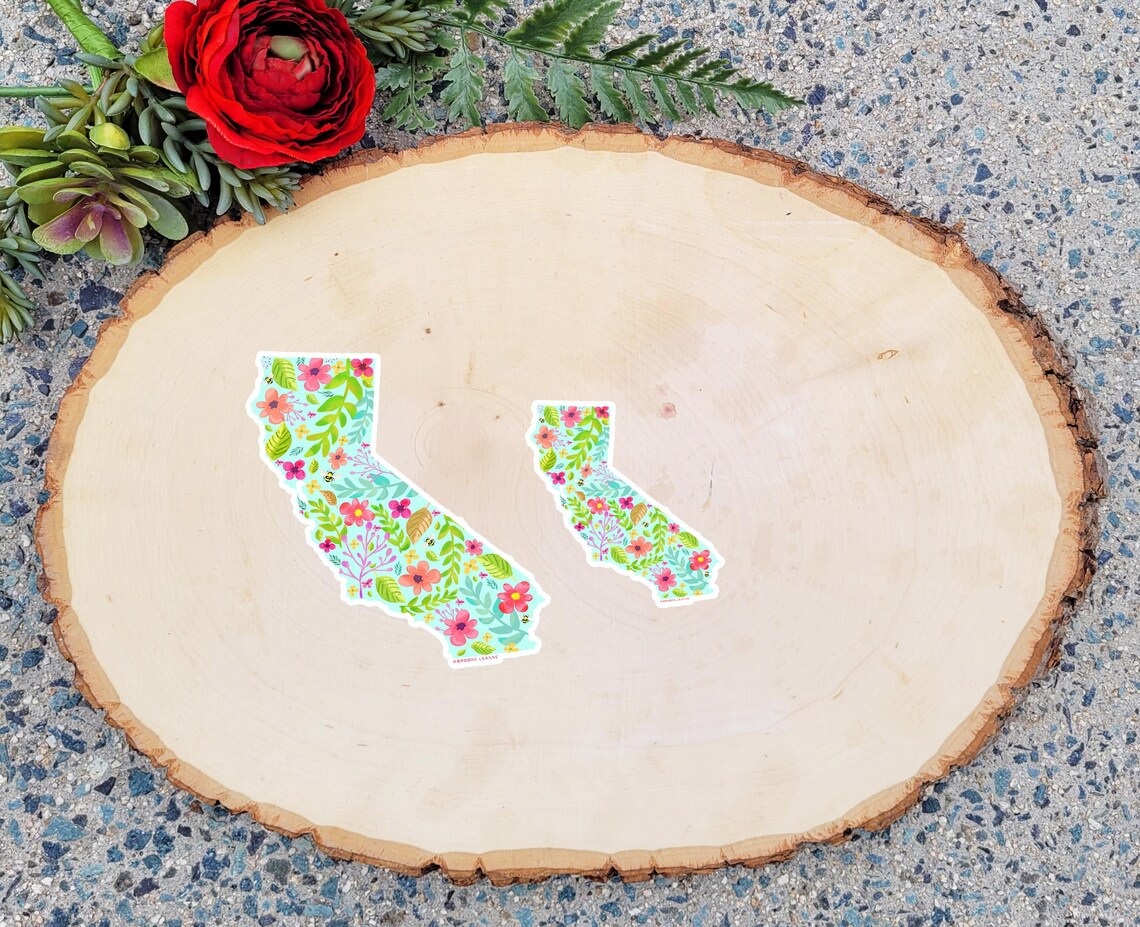 Floral California Sticker | Waterproof Vinyl Decal - Etsy