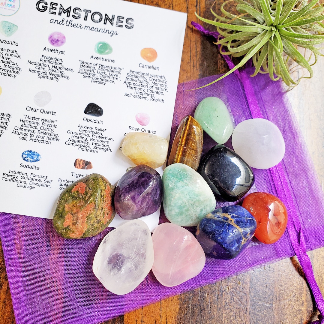 Crystal Set Beginner 12 Starter Stones | Tumbled Stones | Gemstone Set ...