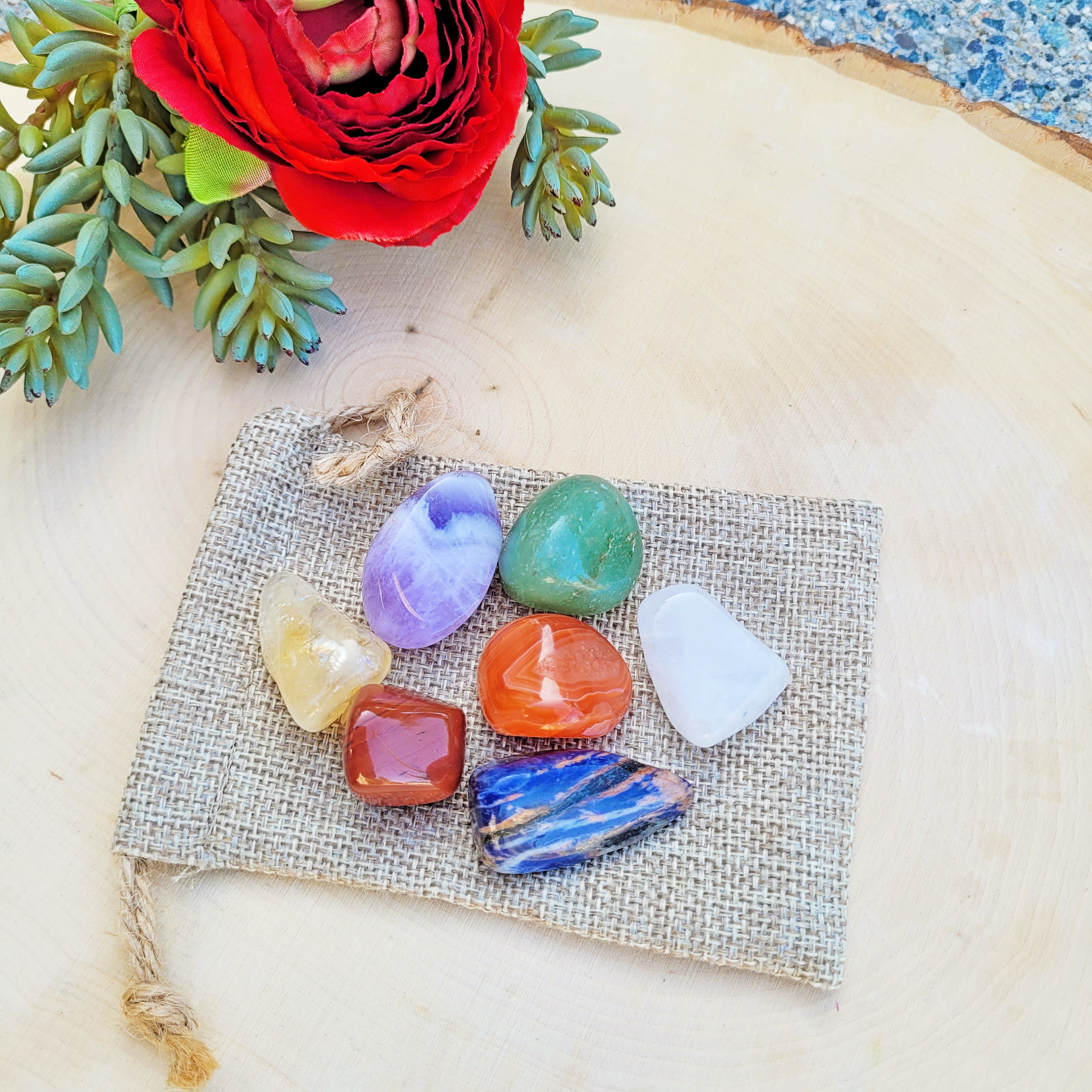 Chakra Kit With Chart and Pouch Chakra Healing 7 Tumble | Etsy