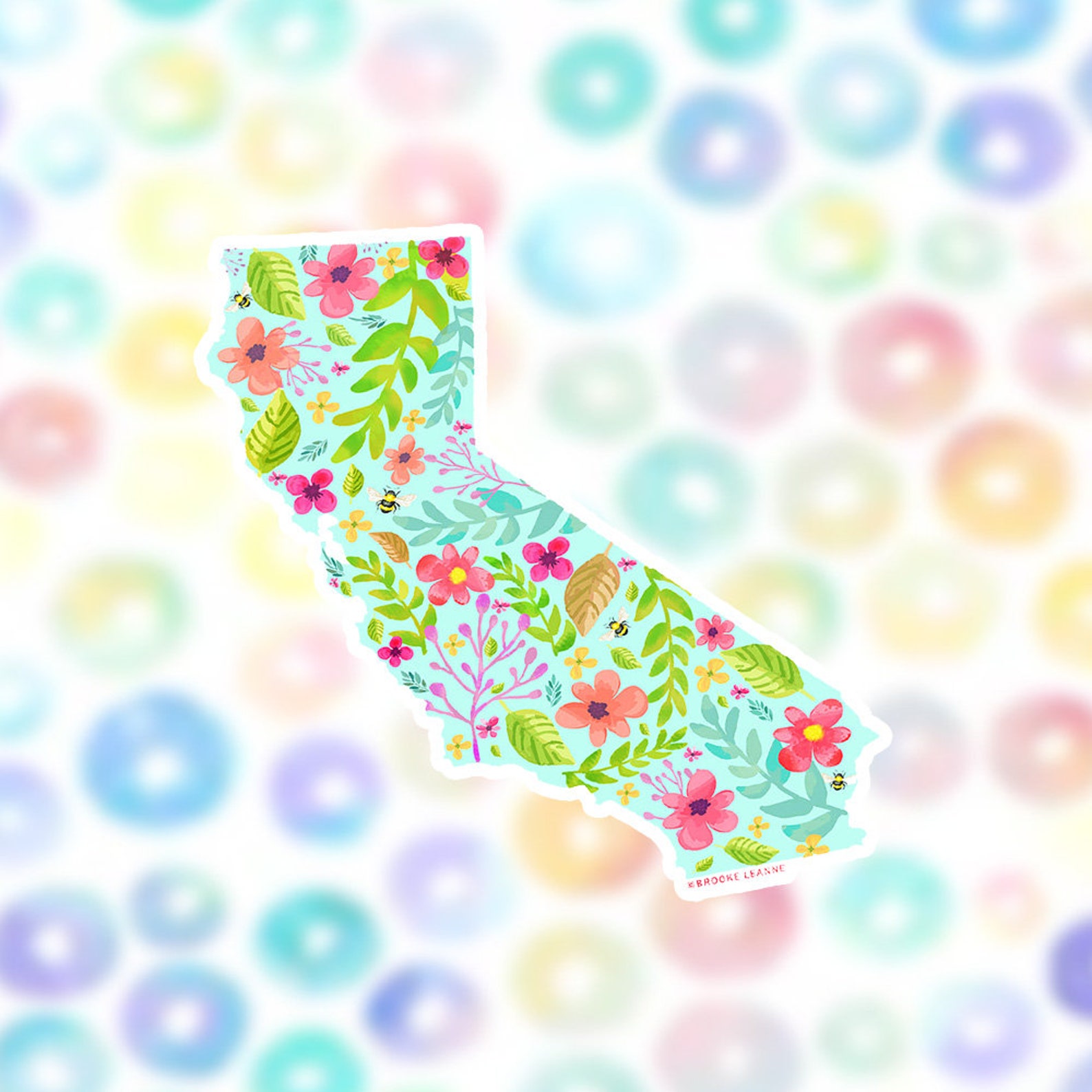 Floral California Sticker | Waterproof Vinyl Decal - Etsy