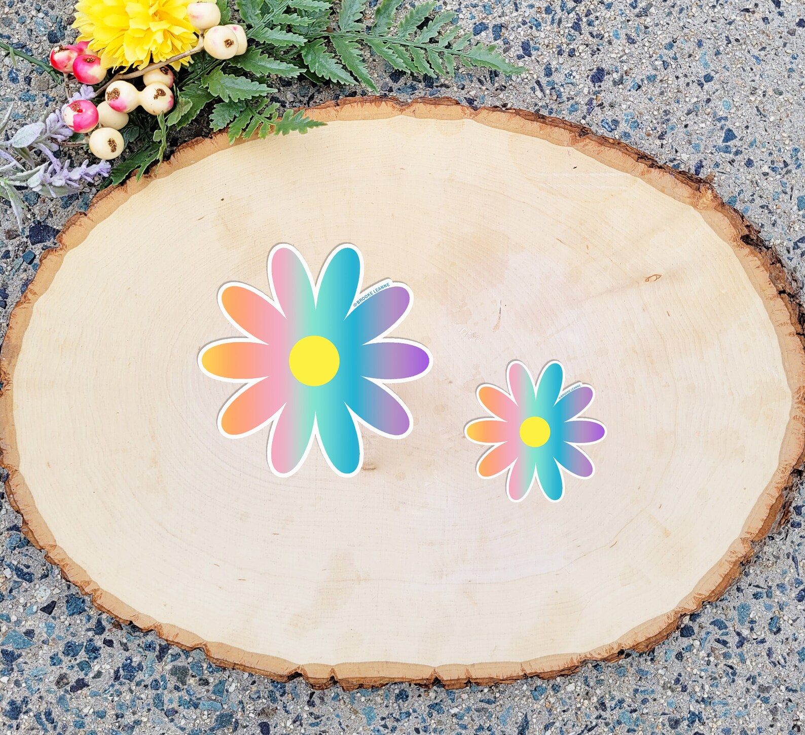 Daisy Flower Sticker Pastel Rainbow Vinyl Sticker Flower - Etsy