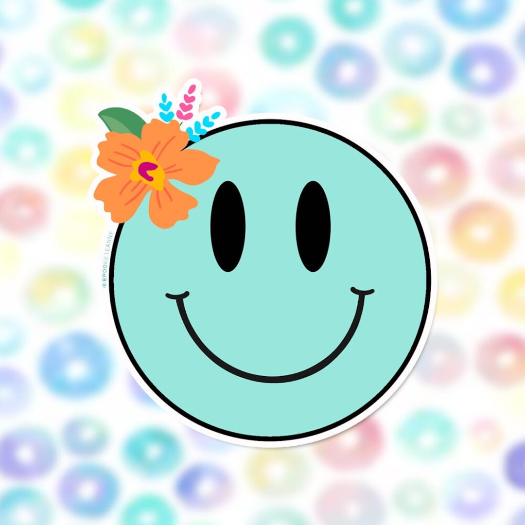 Happy Face Sticker | Smiley Face Vinyl Sticker | Blue Happy Car Decal ...