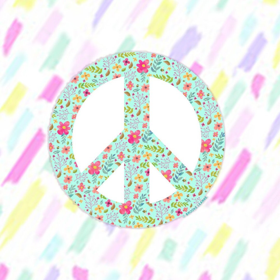 Floral Peace Sign Sticker | Boho Hippie Car Decal - Etsy