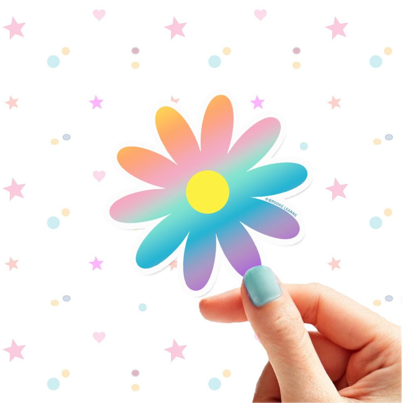 Daisy Flower Sticker Pastel Rainbow Vinyl Sticker Flower - Etsy
