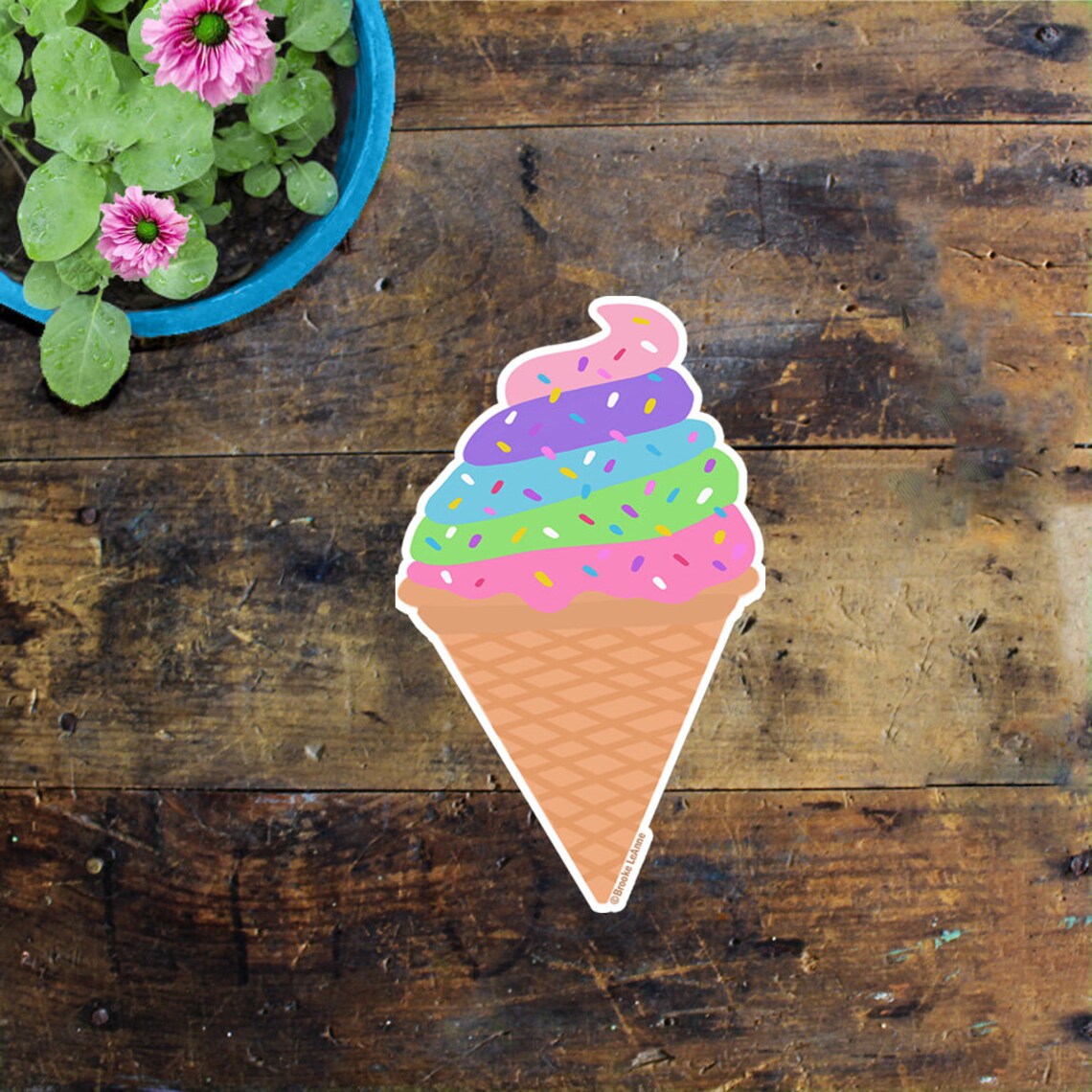 Ice Cream Cone Sticker Vinyl Stickers for Laptop Car - Etsy