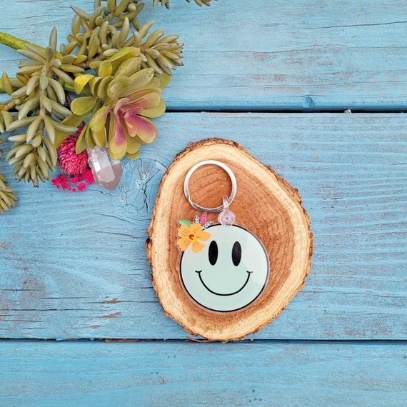 Happy Smiley Face Keychain Acrylic Keychain Smile Face - Etsy