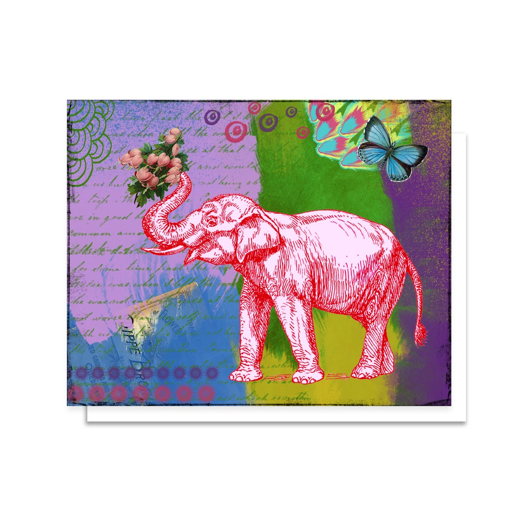 Elephant Greeting Card - Note Card - Blank Card - Valentine's Day ...