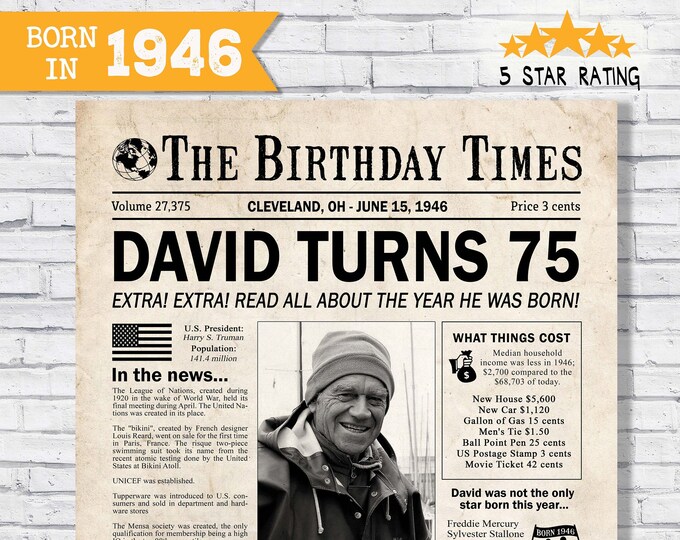 In the Year 1946 Birthday Party Decor 75th Birthday Gift for - Etsy