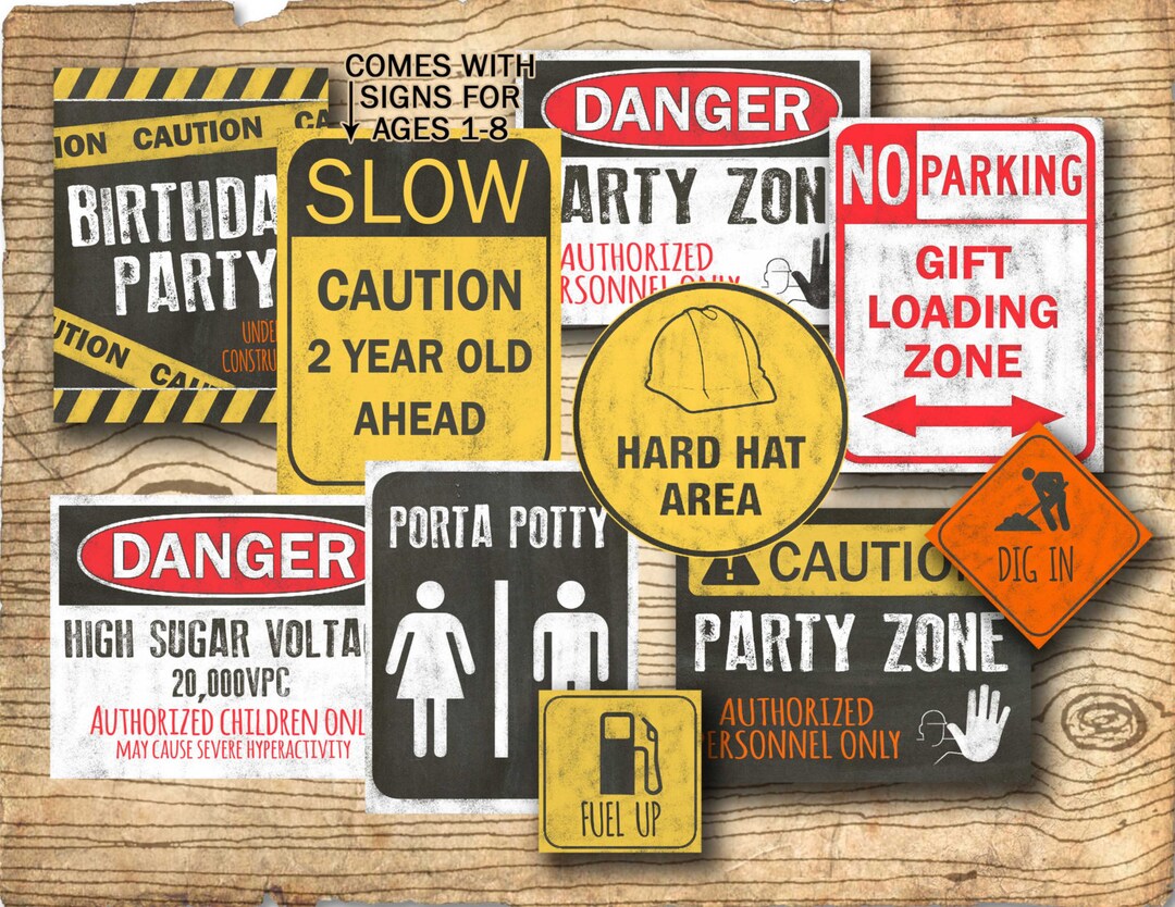 Construction Birthday Party Signs - Printable Construction Party ...
