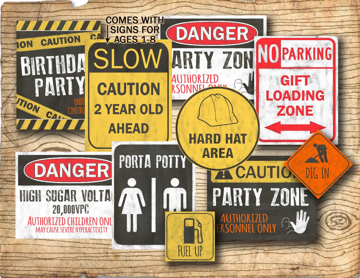 Construction Birthday Party Signs Printable Construction - Etsy