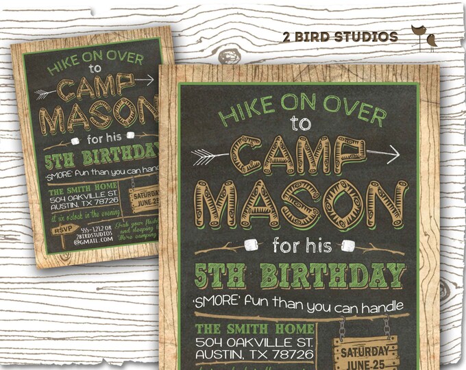 Camp Themed Birthday Invitation - Etsy