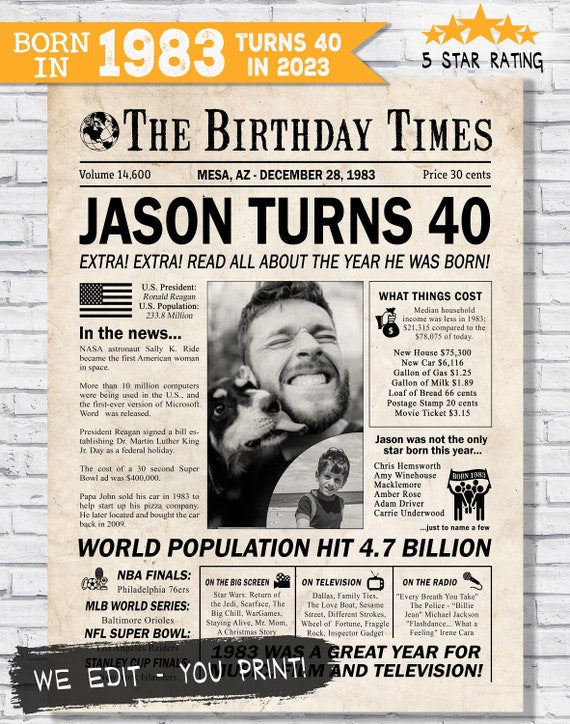 In the year 1983 birthday party decor - 40th birthday gift for him ...