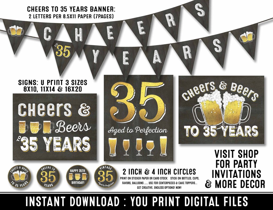 35th Birthday Party Decorations 35th Birthday Party for Him Cheers to ...