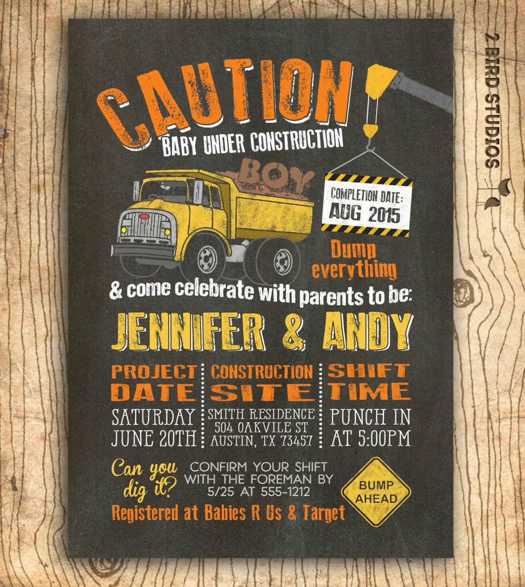 Construction Baby Shower Invitation - Boy Baby Shower Invitation ...