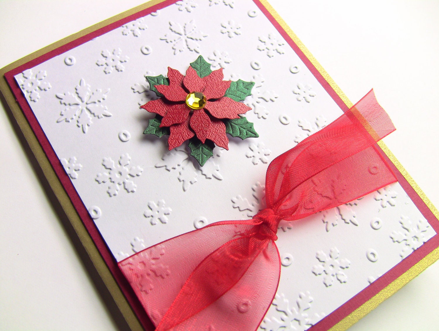 4 Handmade Christmas Cards Handmade Holiday Cards Embossed - Etsy