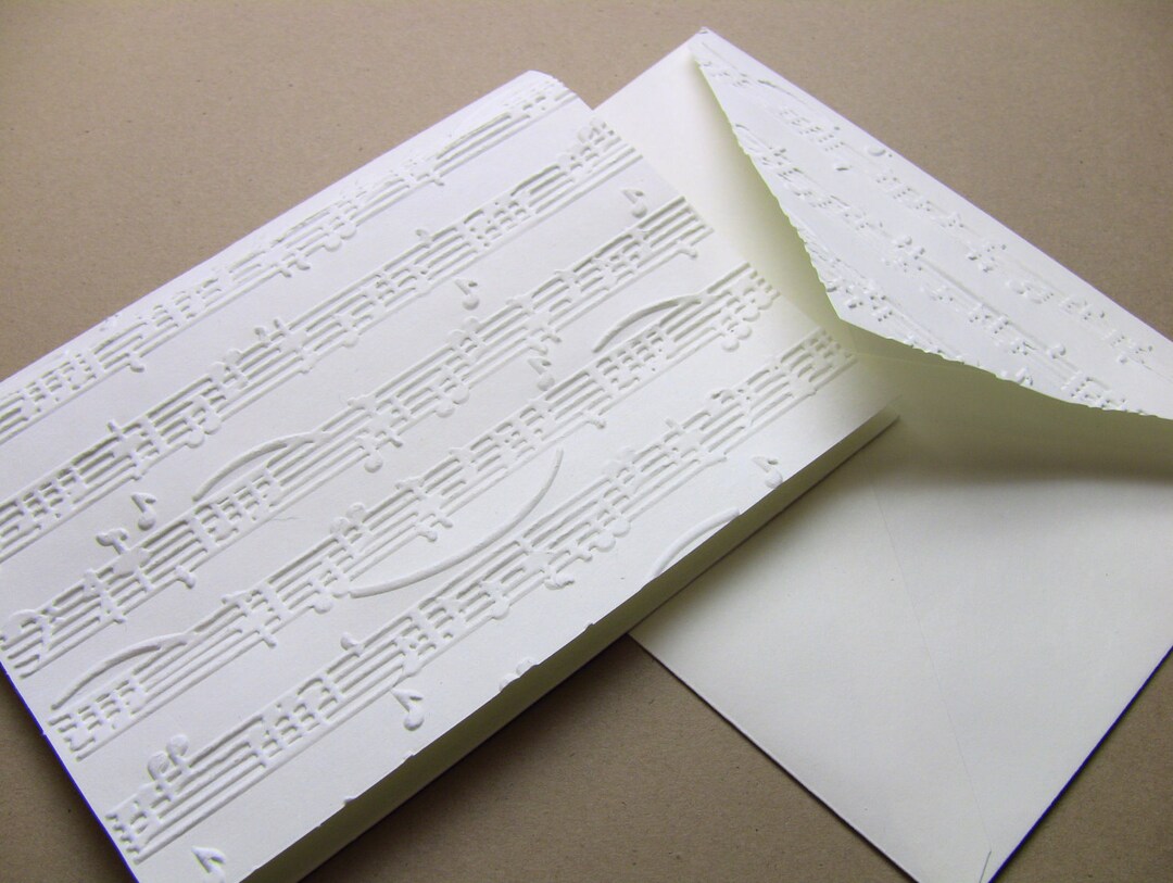 6 Music Notes Notecards Ivory Blank Matching Musical - Etsy
