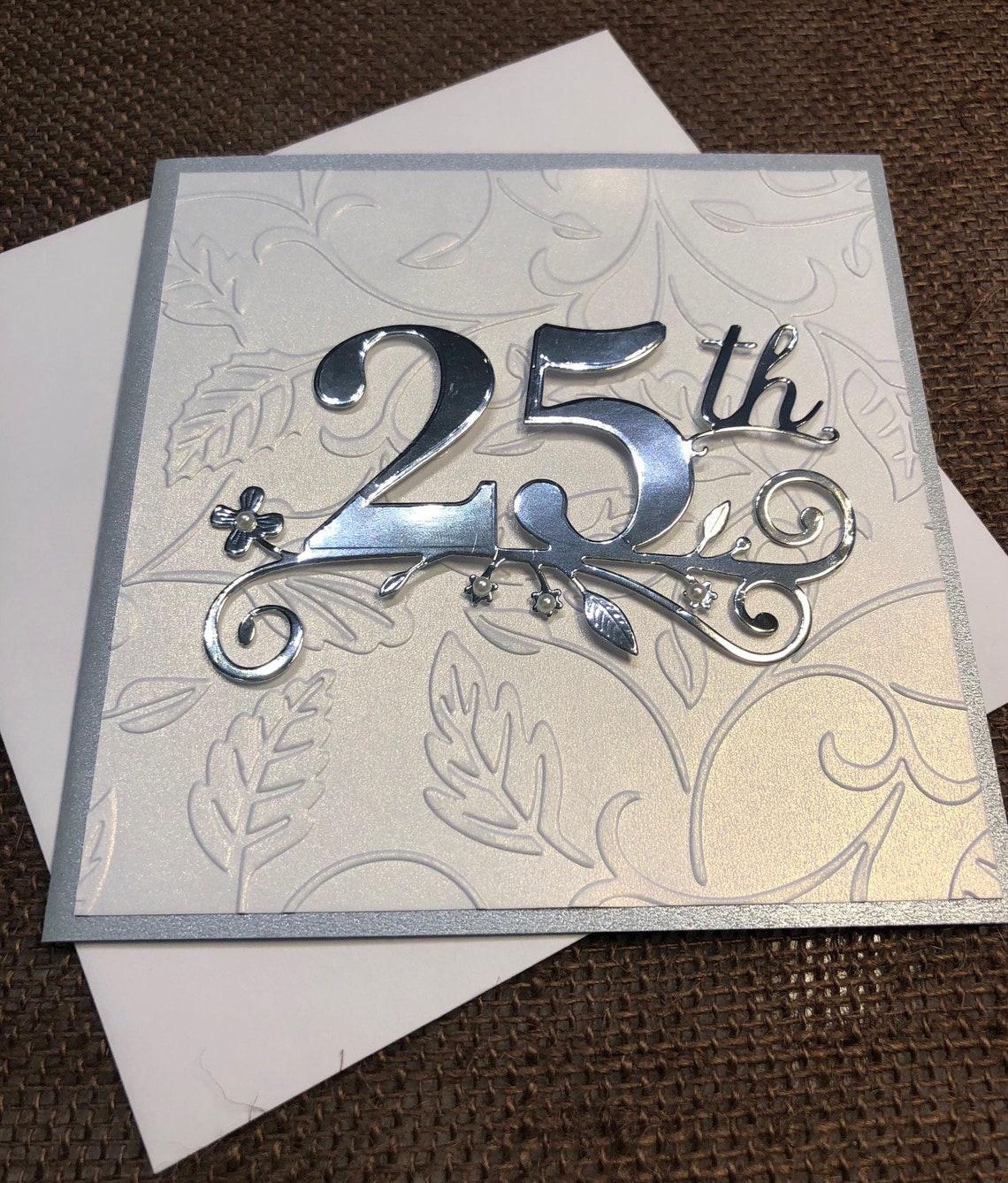 25th Anniversary Card, Handmade Silver Anniversary Card, Twenty-fifth ...