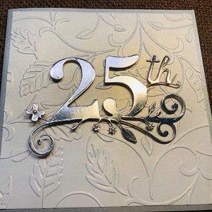 25th Anniversary Card, Handmade Silver Anniversary Card, Twenty-fifth ...